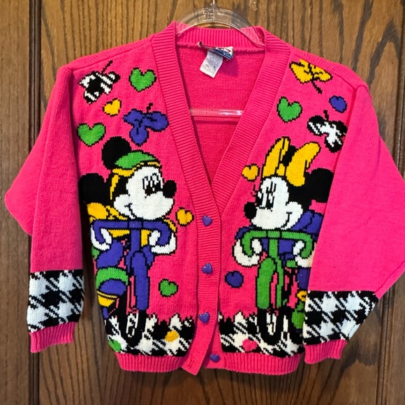 Disney | Shirts & Tops | Vtg Pink Disney Cardigan Mickey And Minnie S ...